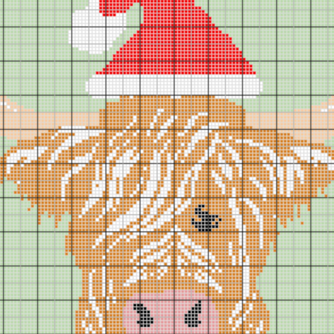 Christmas Highland Cow Single Crochet or C2C Graph - Christmas Crochet ...