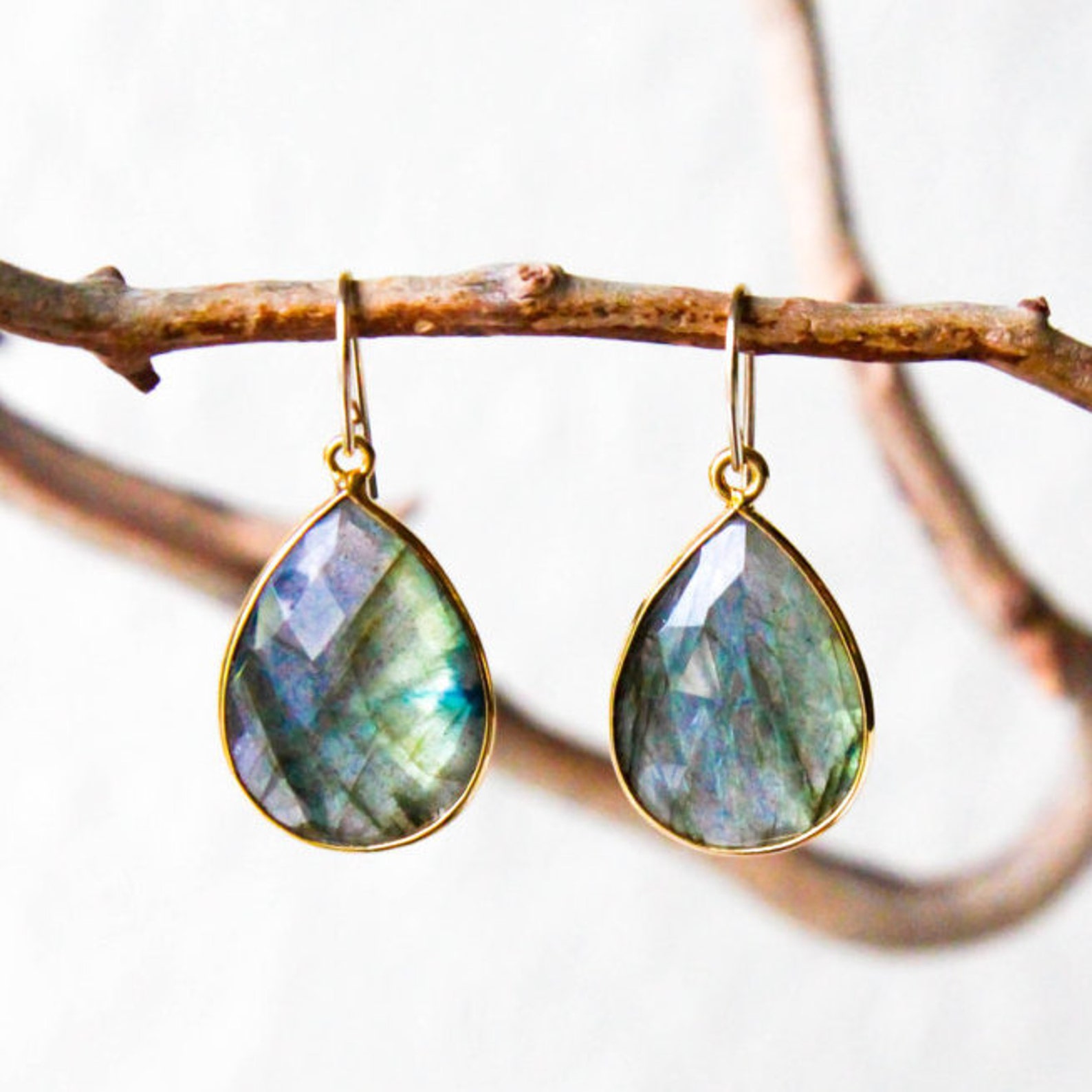 Labradorite Earrings - Labradorite Jewelry - Teardrop Earrings ...