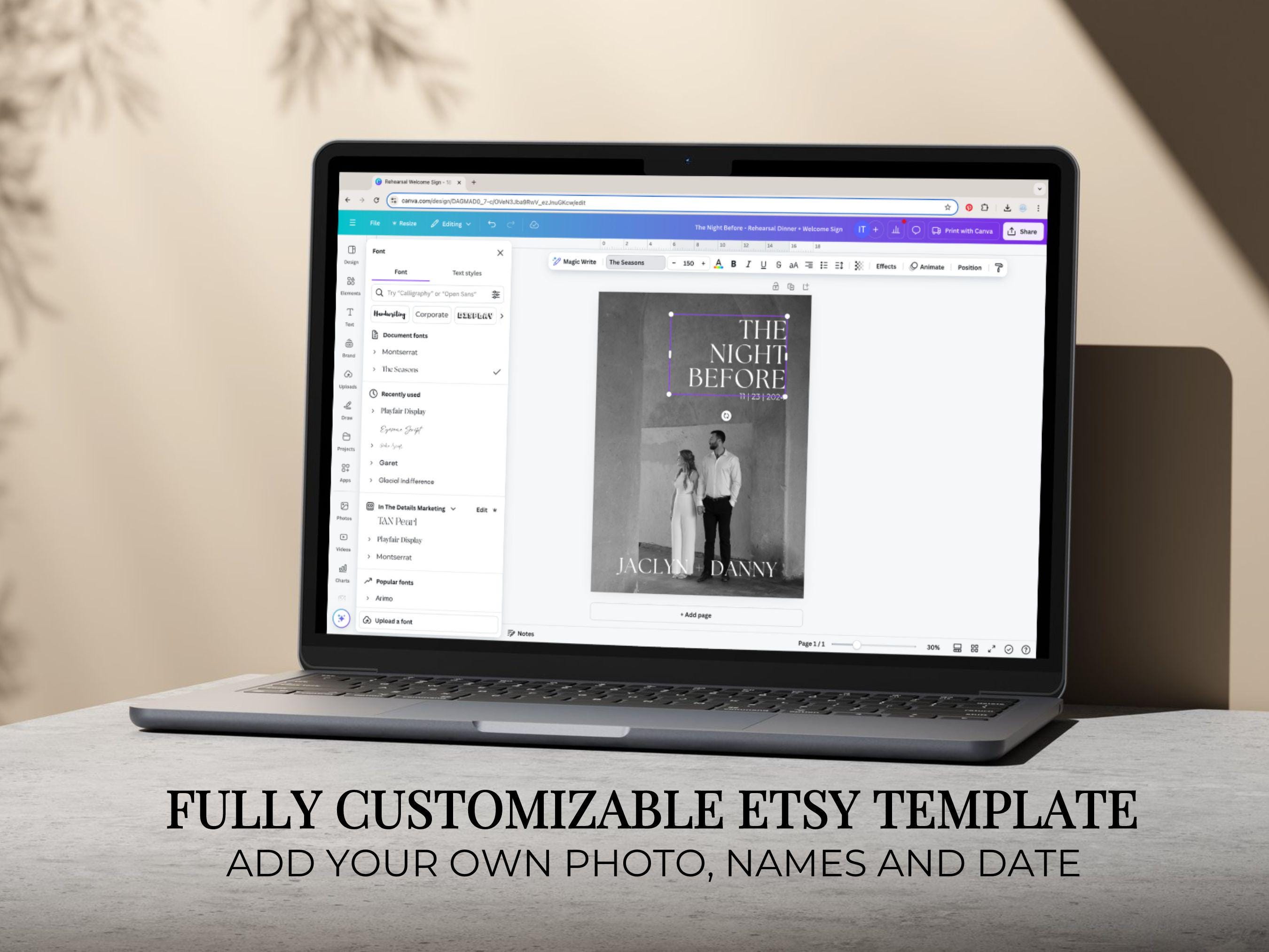 Rehearsal Dinner Welcome Sign With Photo: Editable Template (digital ...