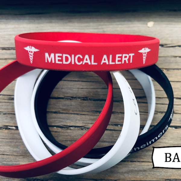 Custom Medical Alert Bracelet Silicone - Etsy