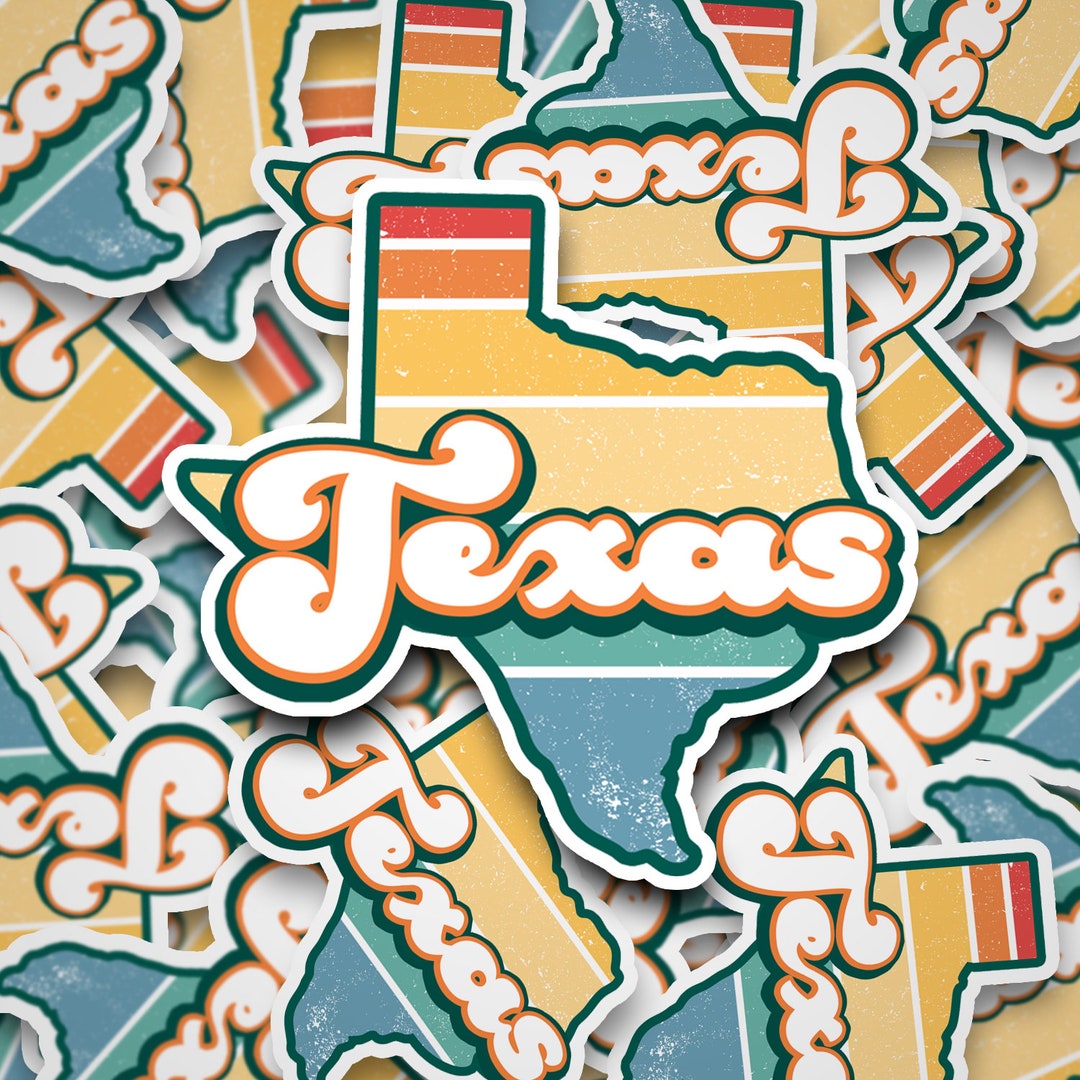 Texas State Sticker, Texas Souvenir, Retro State Sticker, Traveling ...
