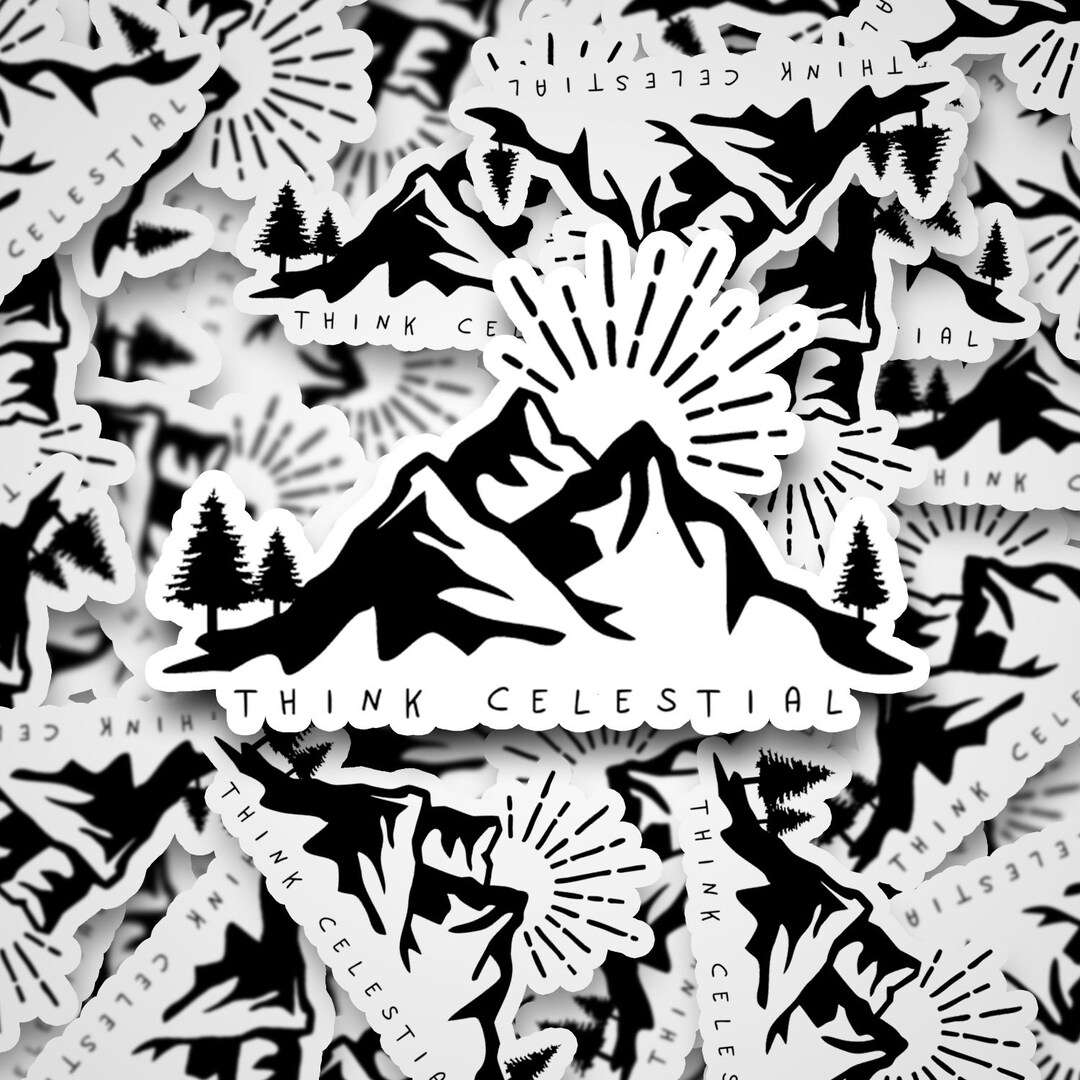 Think Celestial Mountain Sunrise Sticker, Christian Sticker, Small LDS ...