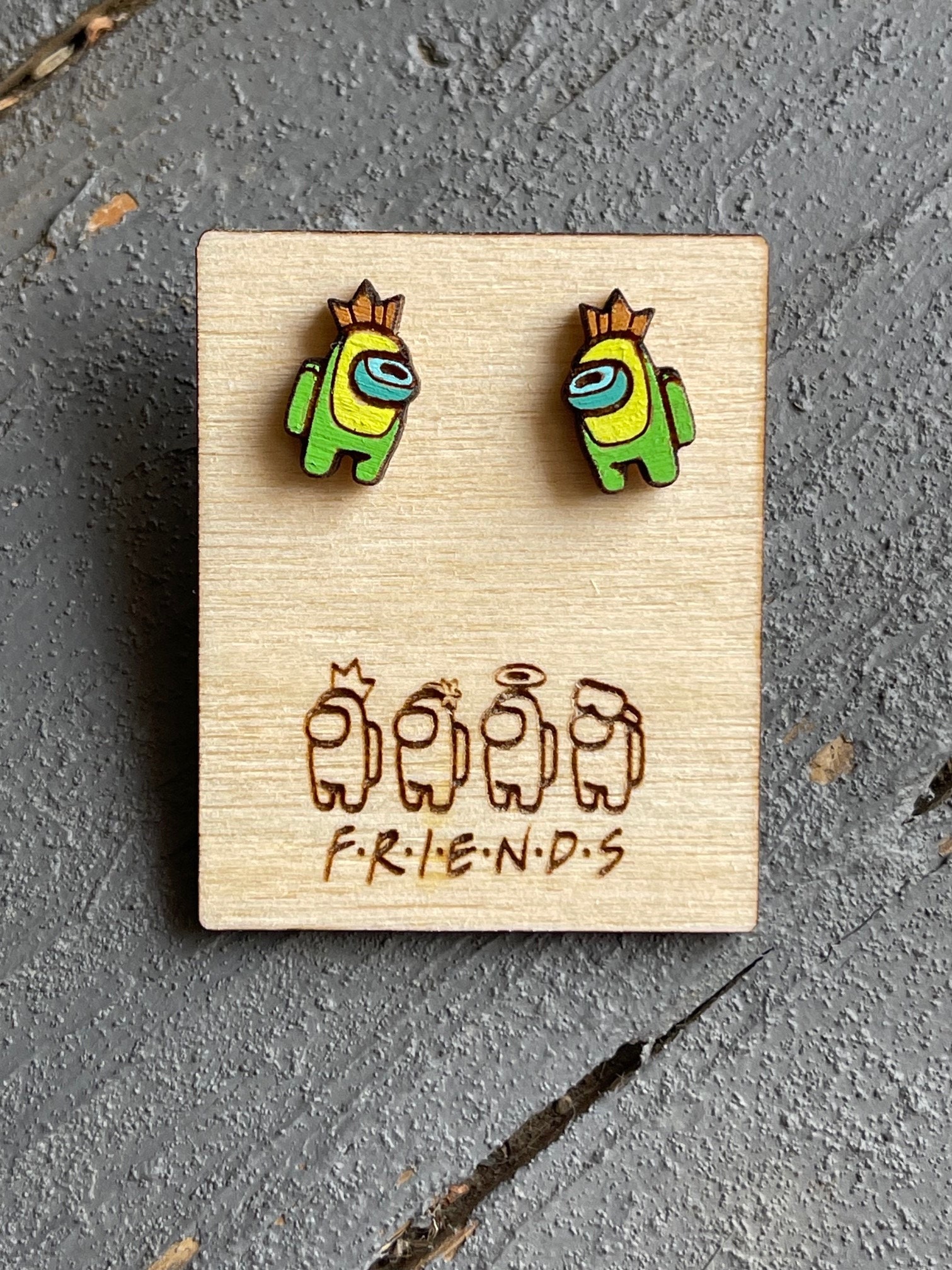 Among Us Earrings Among Us Studs Among Us Crown Eco Friendly | Etsy