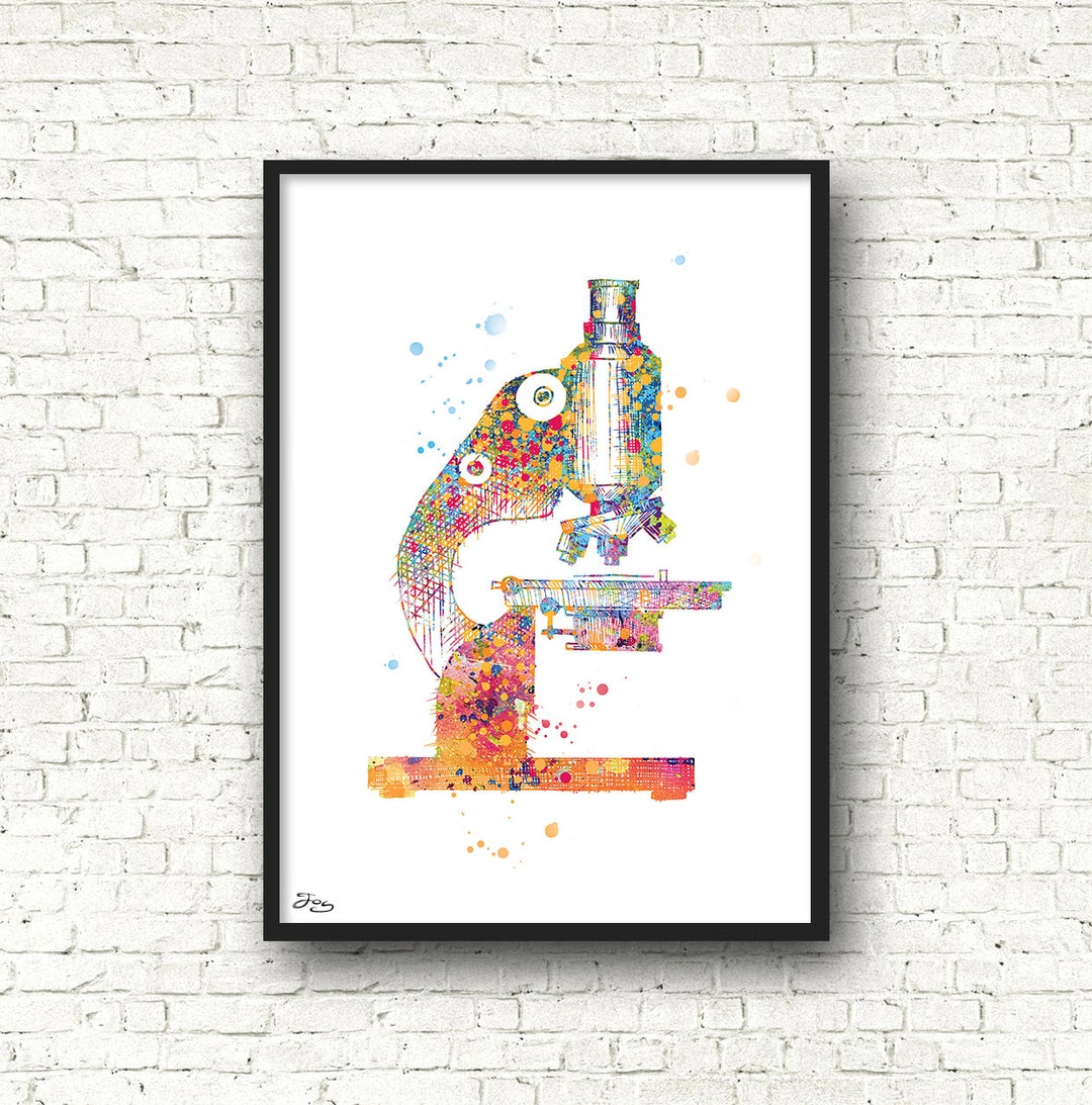 Microscope Poster A4 FORMAT Biology Art Science Researcher - Etsy