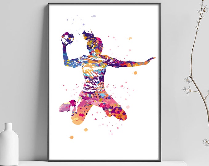 Affiche Personnalisée Joueur de Handball | Poster Fille Personnalisable ...