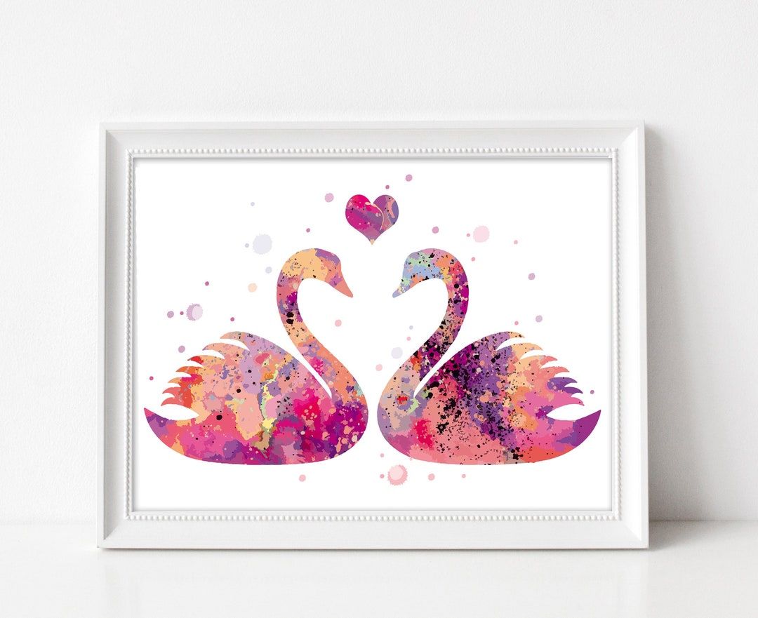 Swans Poster Art Print Animal Poster Couple Swans Gift - Etsy