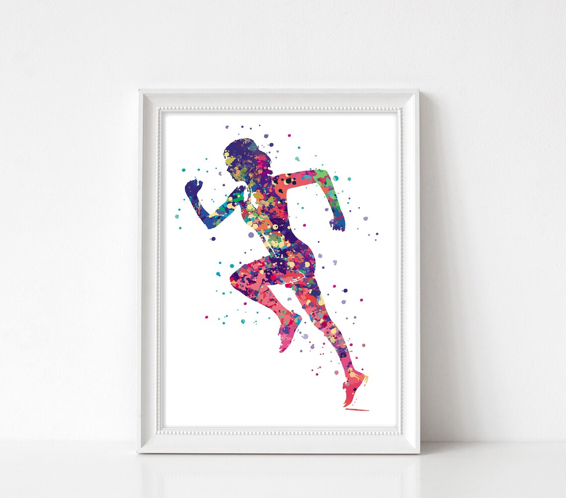 Affiche footing, courir marathon, running, cadeau sportif, sport art ...