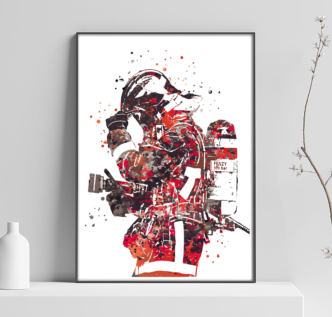 Red and Black Firefighter Poster, French Firefighter Gift, Firefighter ...