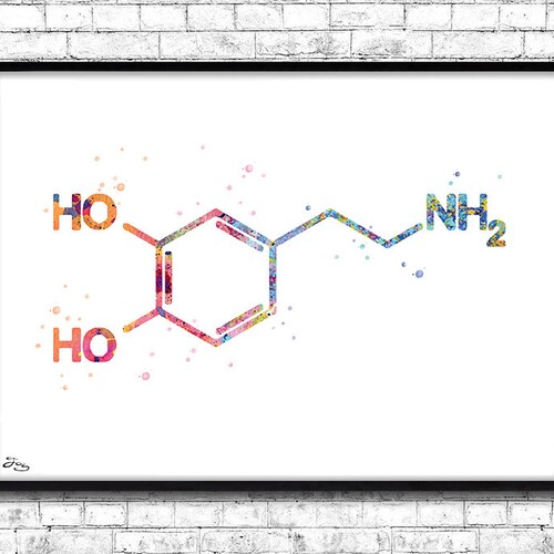 Dopamine Molecule Watercolor Print Dopamine Formula Poster - Etsy