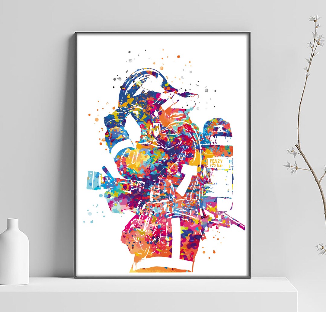 Multicolored Firefighter Poster, French Firefighter Gift, Firefighter ...
