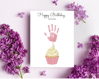 Grandma Handprint Birthday Card, Happy Birthday Grandma Card Toddler ...