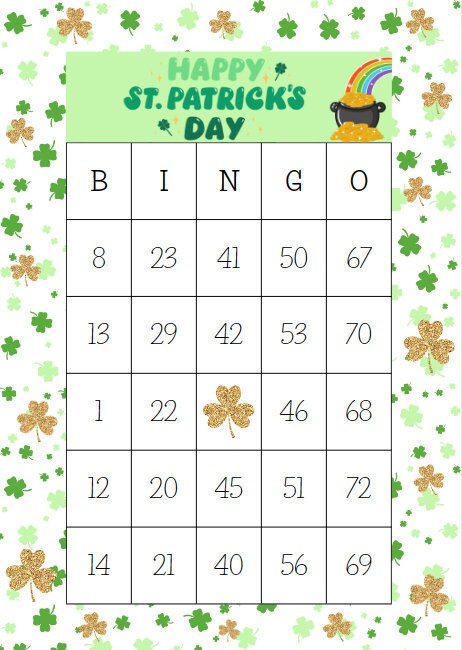 Printable St. Patrick's Day Bingo Cards - Etsy