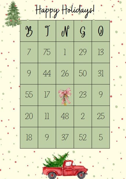Printable Holiday Bingo Cards - Etsy