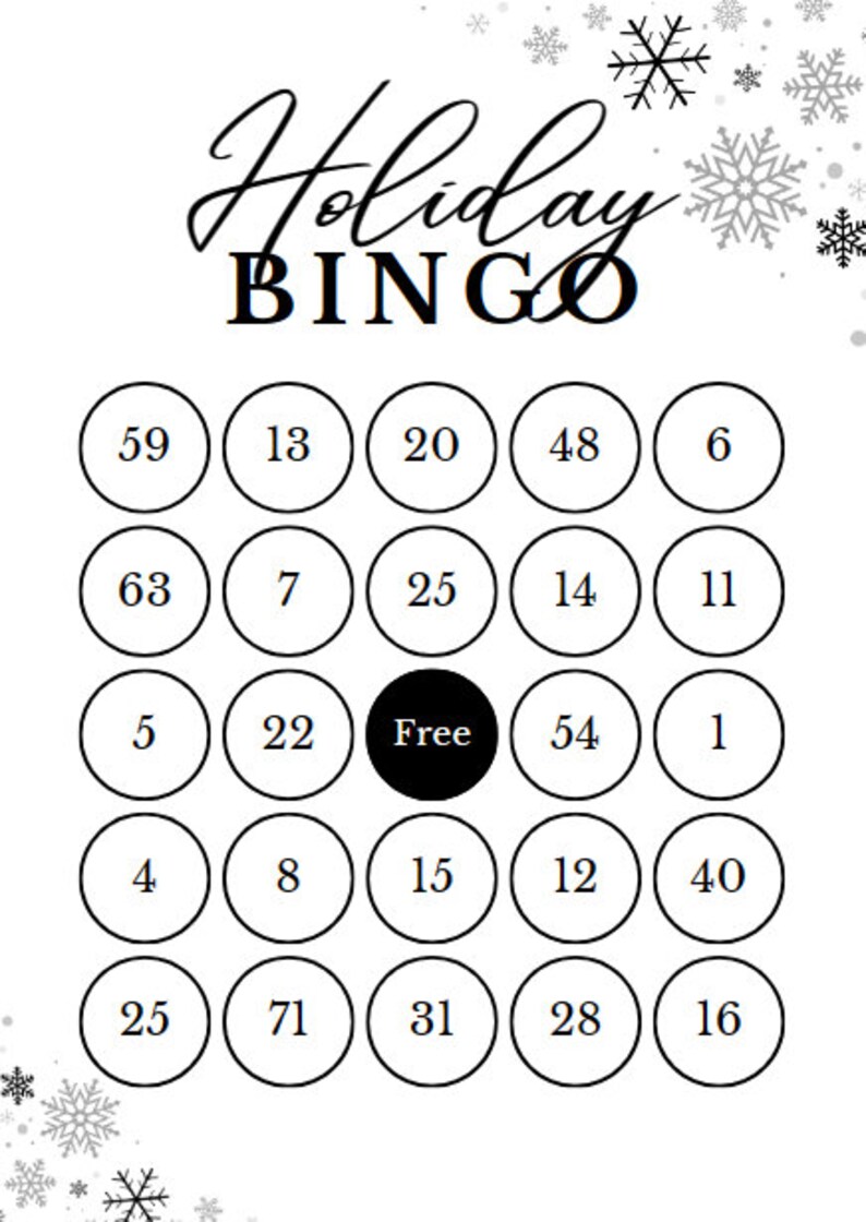 Printable Holiday Bingo Cards - Etsy