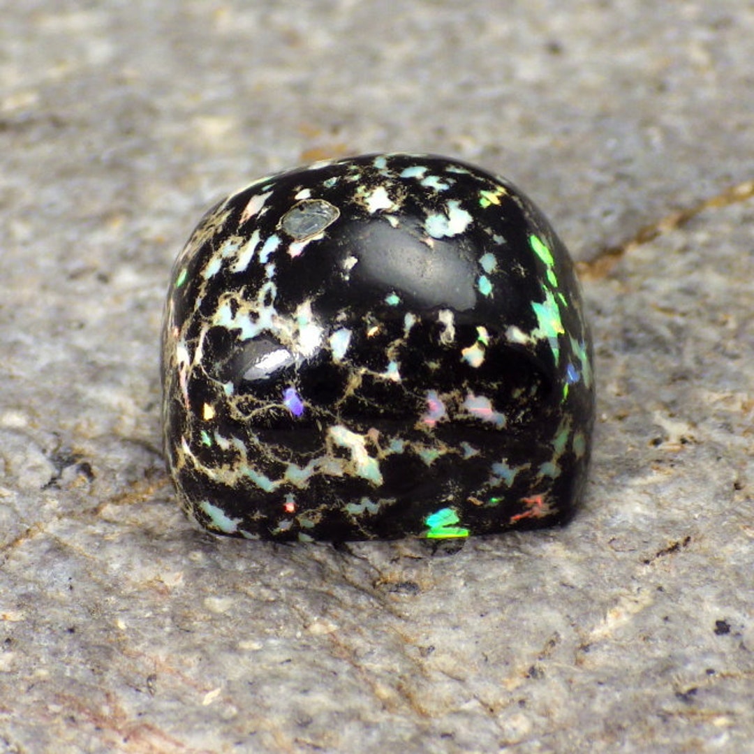 Black Leopard Opal, Mexico 9.34 Ct Cushion Cabochon 12.9 X 10.9 Mm ...