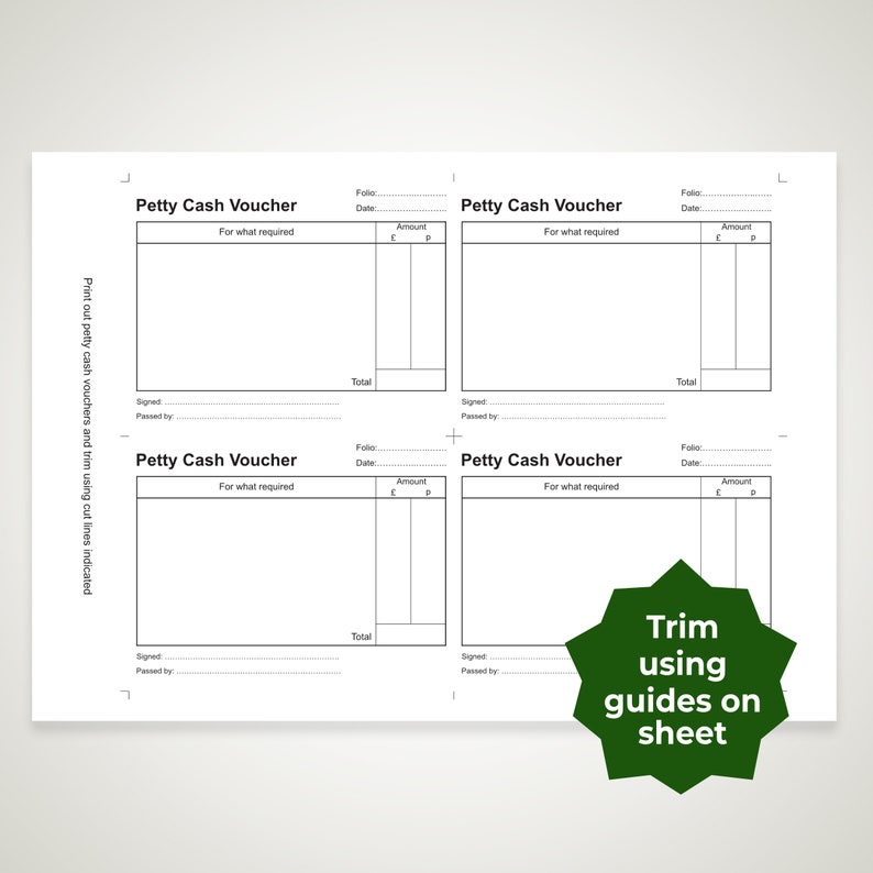 Printable Petty Cash Vouchers - UK and US Styles PDF - Etsy UK