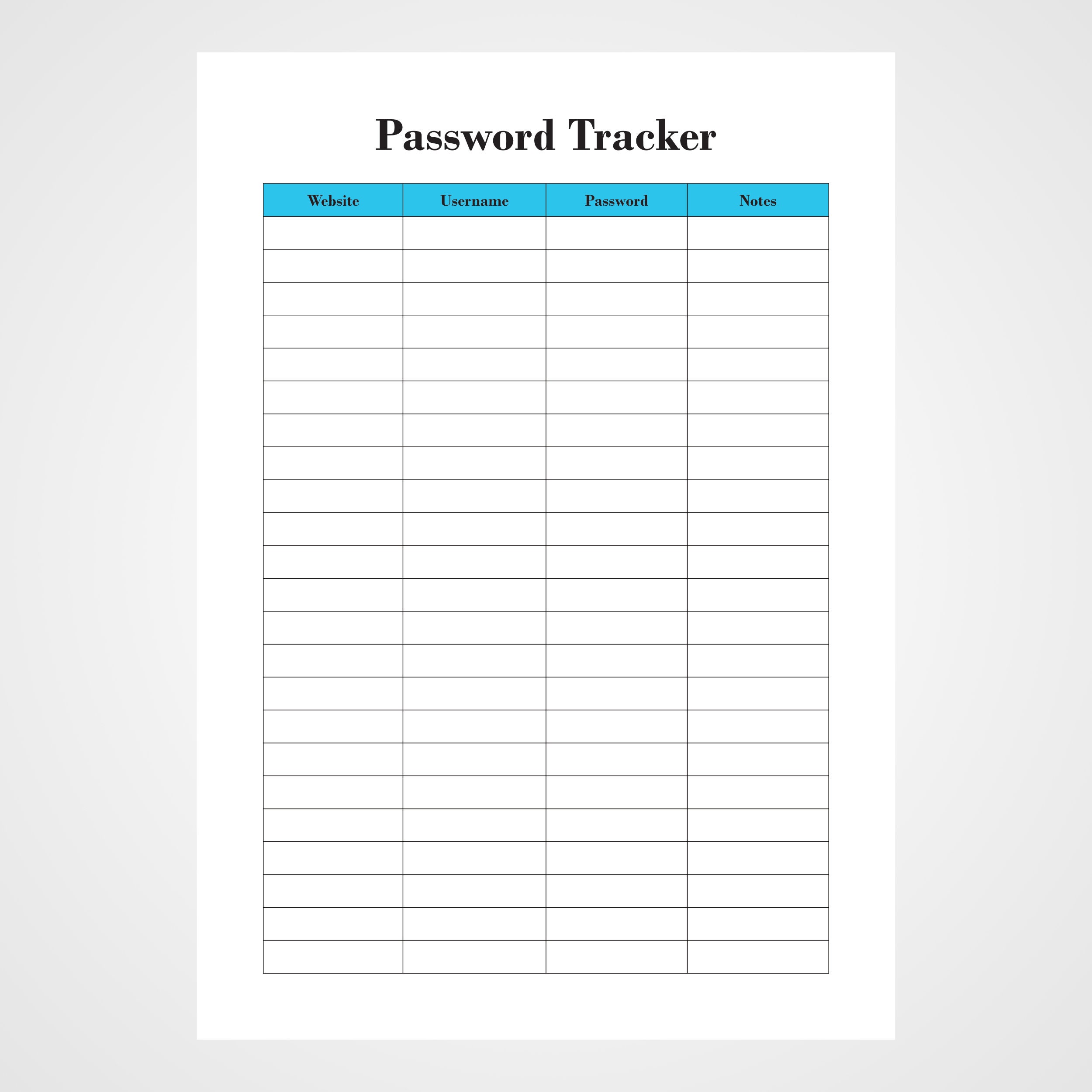 Instant Download Printable Password Tracker - 2 Templates - A4 Size - Etsy