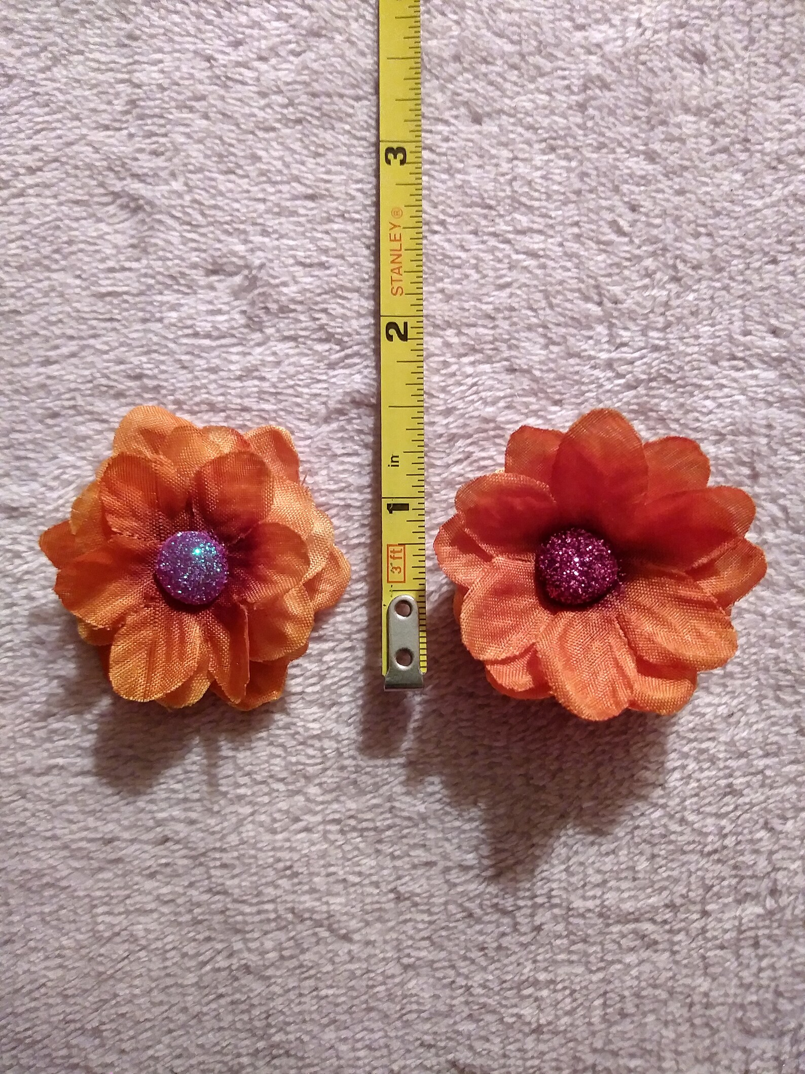 Set of 5 Small Burnt Orange Flower Refrigerator Magnets With Crimson ...
