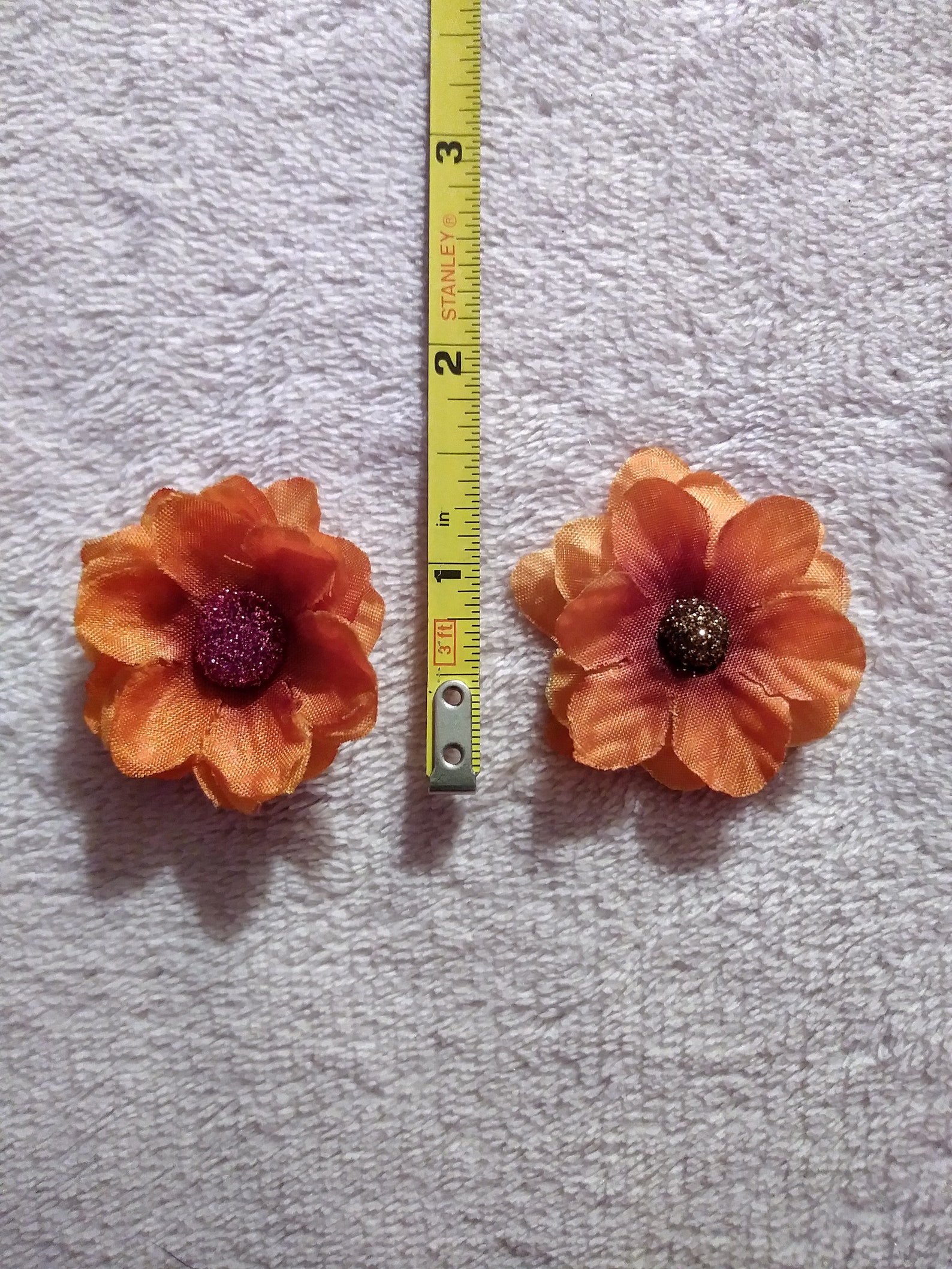 Set of 5 Small Burnt Orange Flower Refrigerator Magnets With Crimson ...