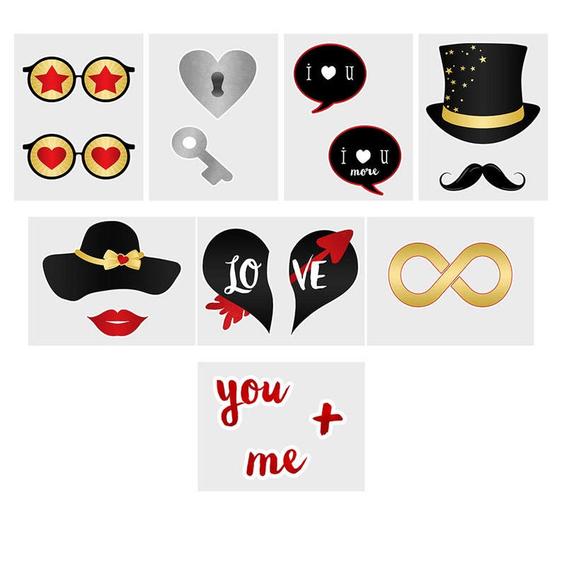 Printable Love Engagement Photo Booth Props Valentines Day Party Props ...