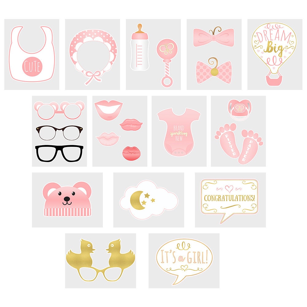 Printable Baby Girl Photo Booth Props Baby Shower Party Props Gender ...