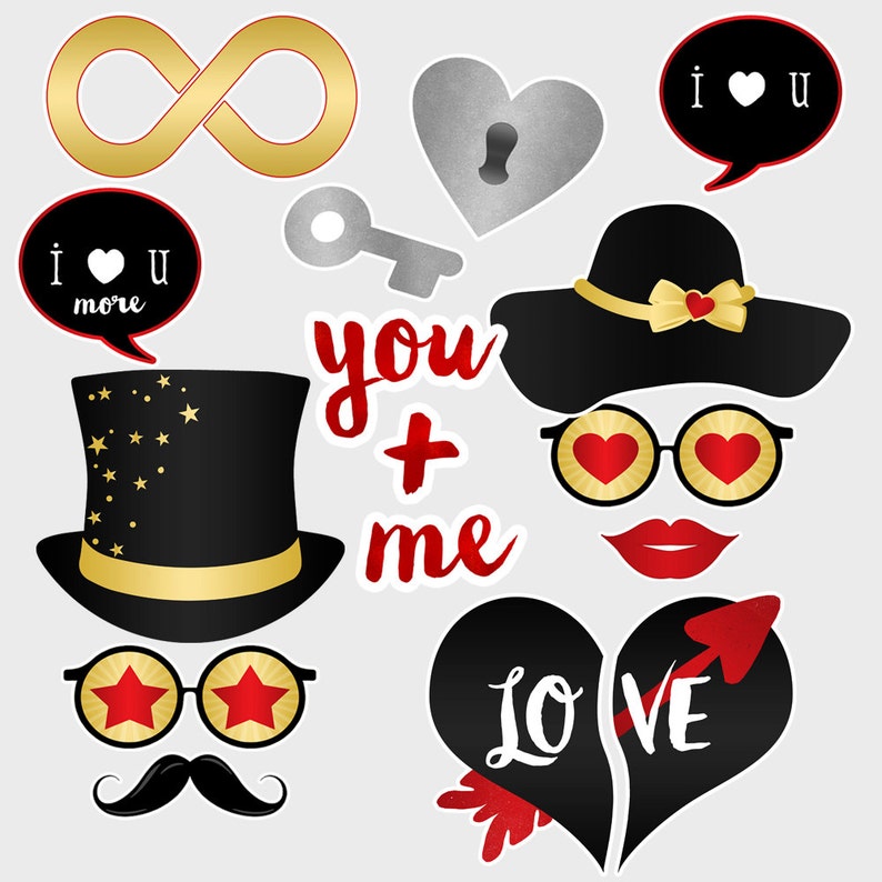 Printable Love Engagement Photo Booth Props Valentines Day Party Props ...