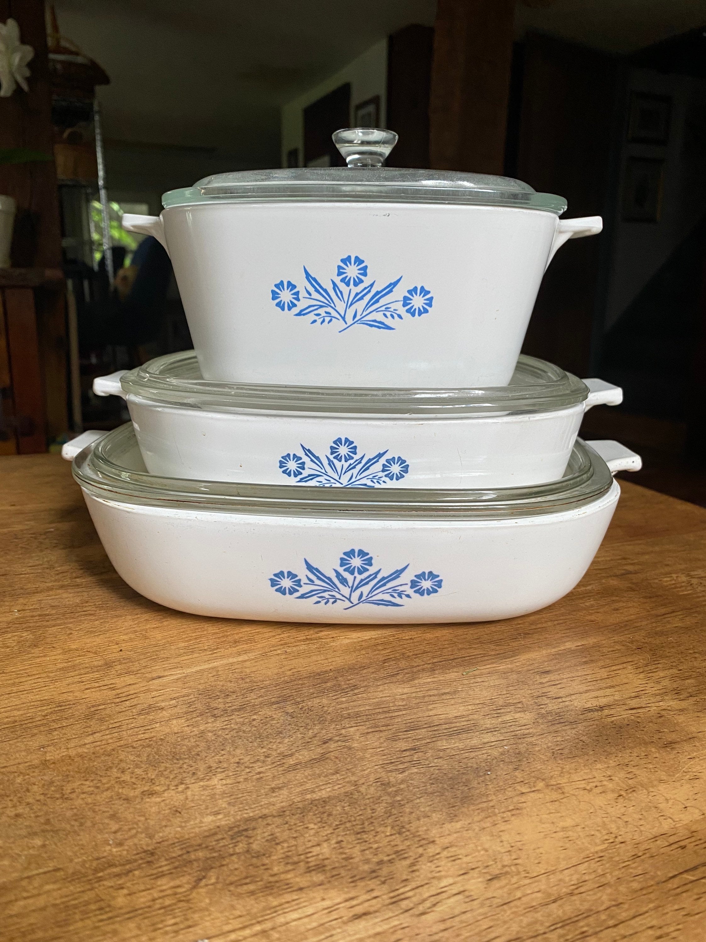 Vintage Corningware Casseroles in Blue Cornflower Pattern - Etsy