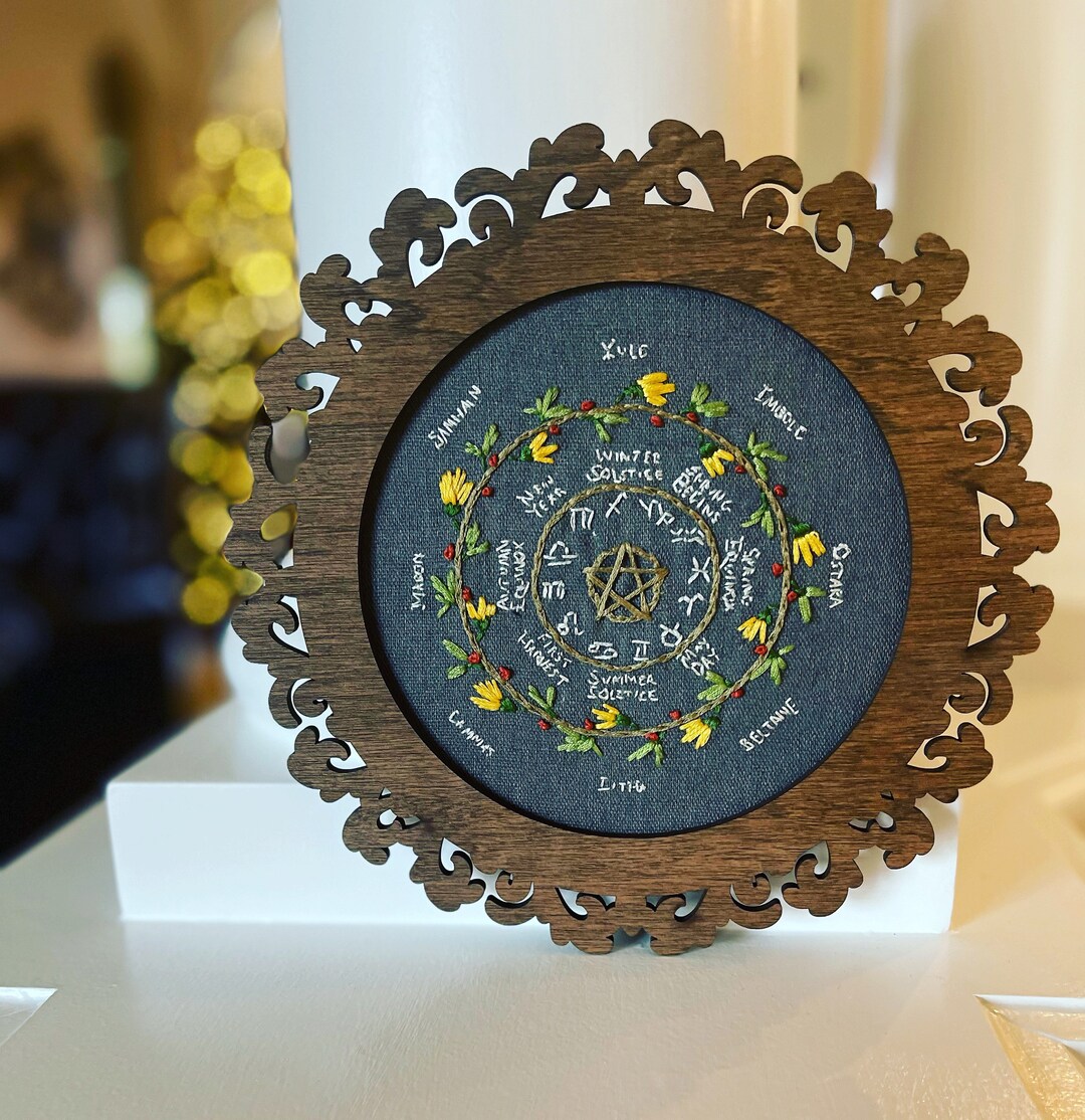 Hand Embroidered Custom Framed Witches Wheel Calendar FREE SHIPPING - Etsy