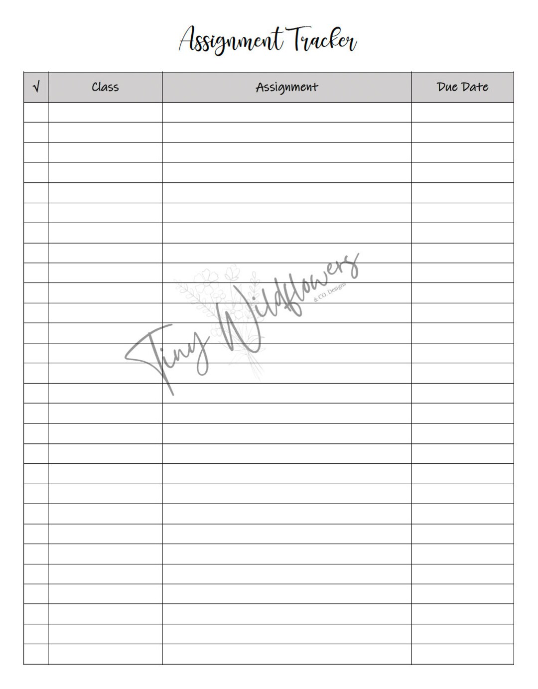 Printable Assignment Tracker - Etsy