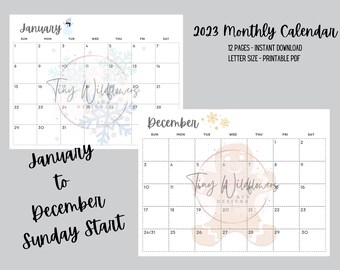 2023 Printable Wax Calendar _ January 2023 Through December 2023 _ A5 ...