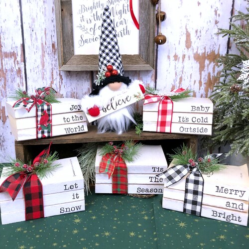 Wood book stacks book stack personalized book stack | Etsy