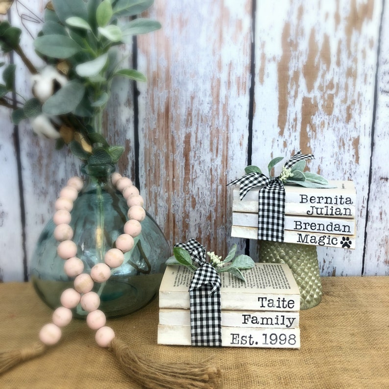 Stamped Books Personalized Farmhouse Books Decorative Books - Etsy