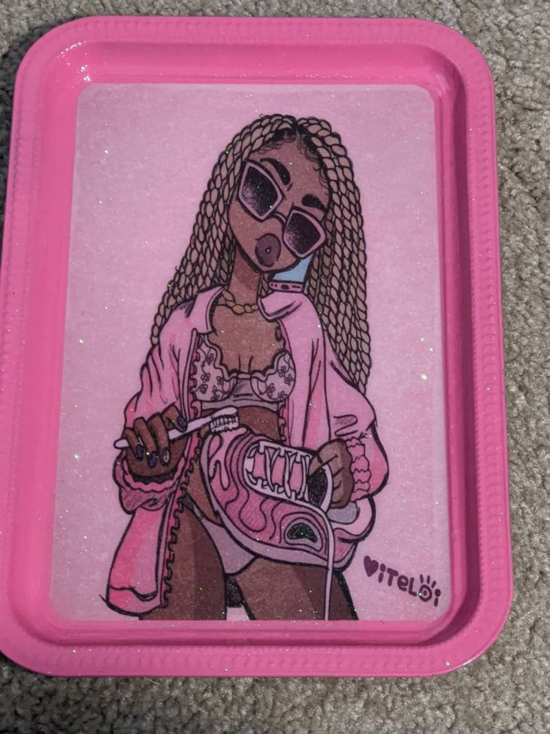 Pink Girl Rolling Tray Set/black Girl Magic Rolling Tray Set/weed Tray ...