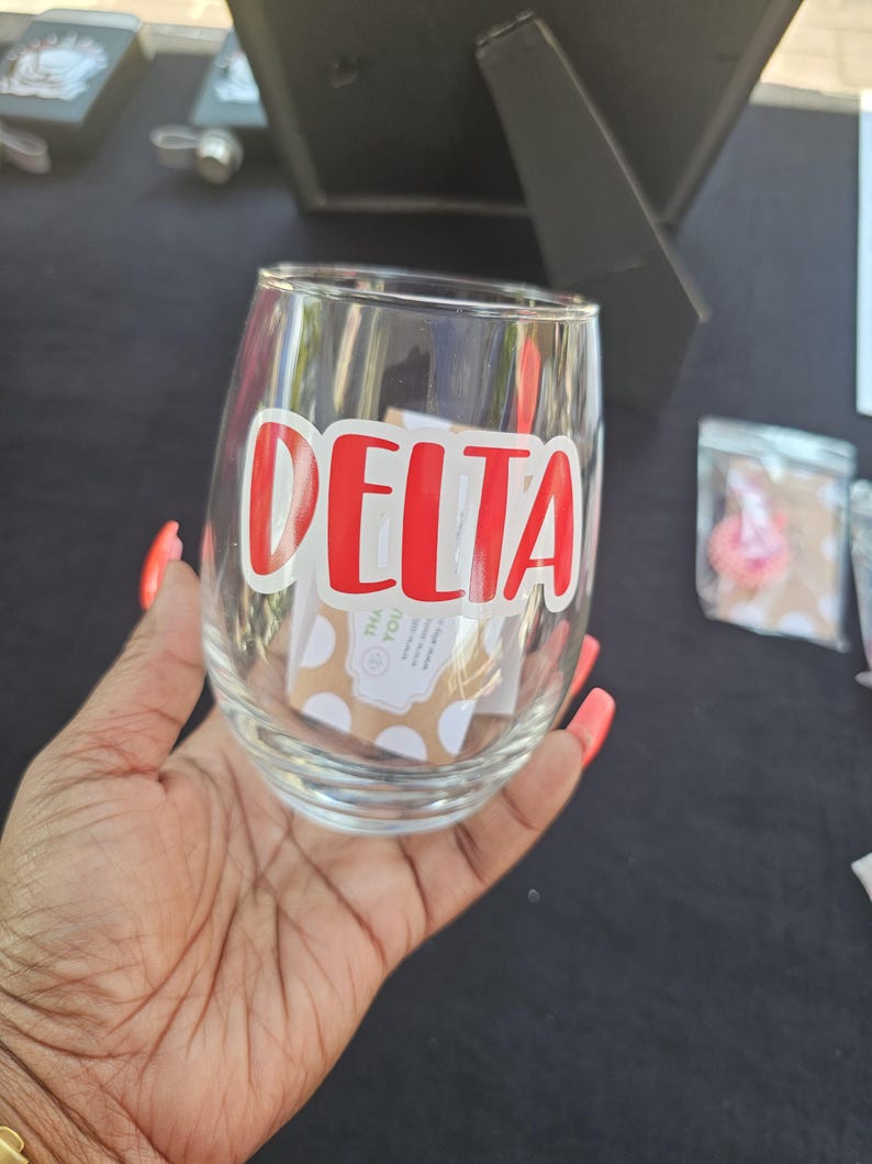 Delta Stemless Wine Glass: Sorority Gift - Etsy
