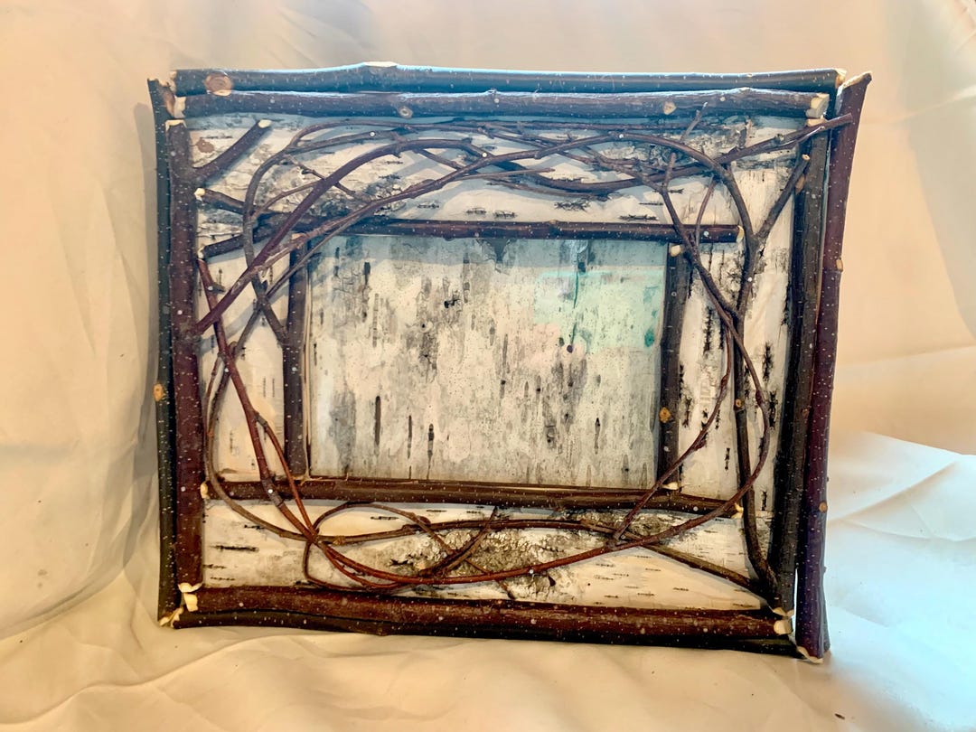 Custom Birch Bark Twig Picture Frame, Rustic Adirondack Decor, Cabin ...