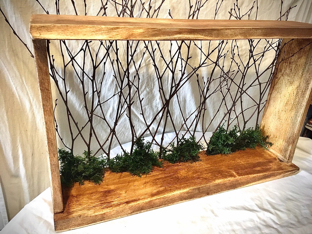 Live Edge Pine Wood Shelf, Rustic Twig Decor, Antique Walnut Finish - Etsy