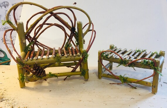 Miniature Fairy Bench and Table Fairy Furniture Fairy - Etsy