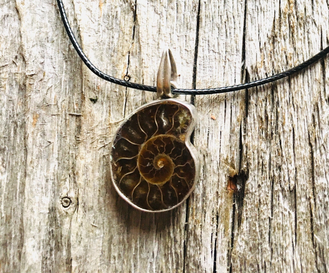 Amonite Sterling Silver Pendant, Handmade Jewelry, 92.5 Sterling Silver ...