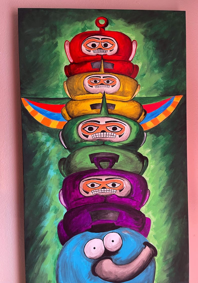 Teletubbies Totem Original Acrylic Painting 24x48" - Etsy