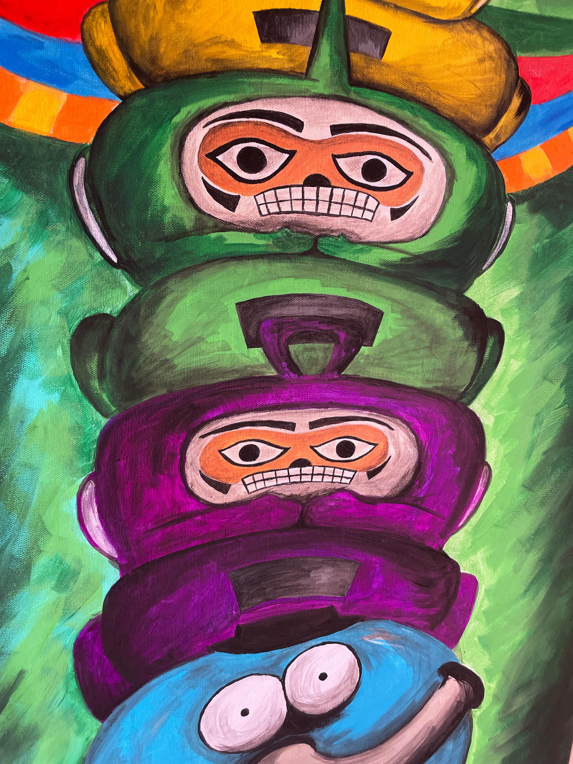 Teletubbies Totem Original Acrylic Painting 24x48" - Etsy