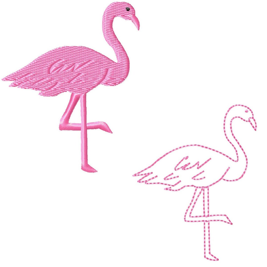 Pink Flamingo Machine Embroidery Design - Etsy