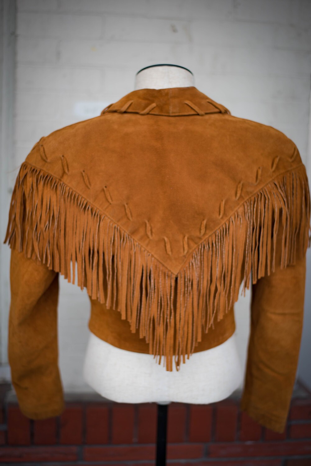80s Fringe Leather Jacket With Fitted Waist and One Button - Etsy