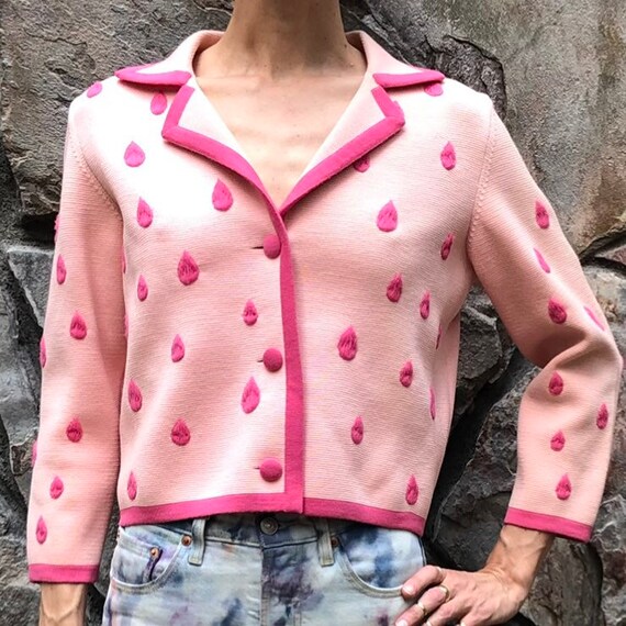 60's Pink Wool Raindrop Italian Wool Boxy Jacket - Gem