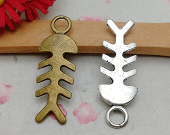20/100 Pieces Metal Fishbone Fish Bone Pendant Necklace Earring ...