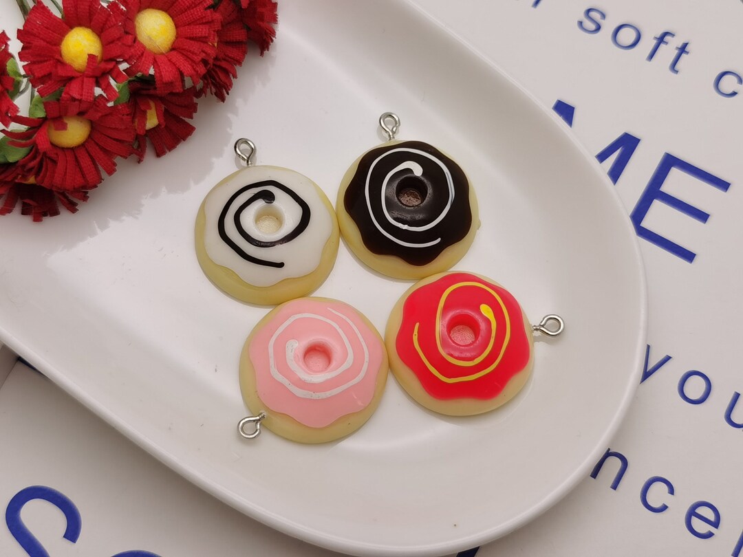 6/20 Pieces Plastic Doughnut Donut Pendant Charm , Resin Handmade ...