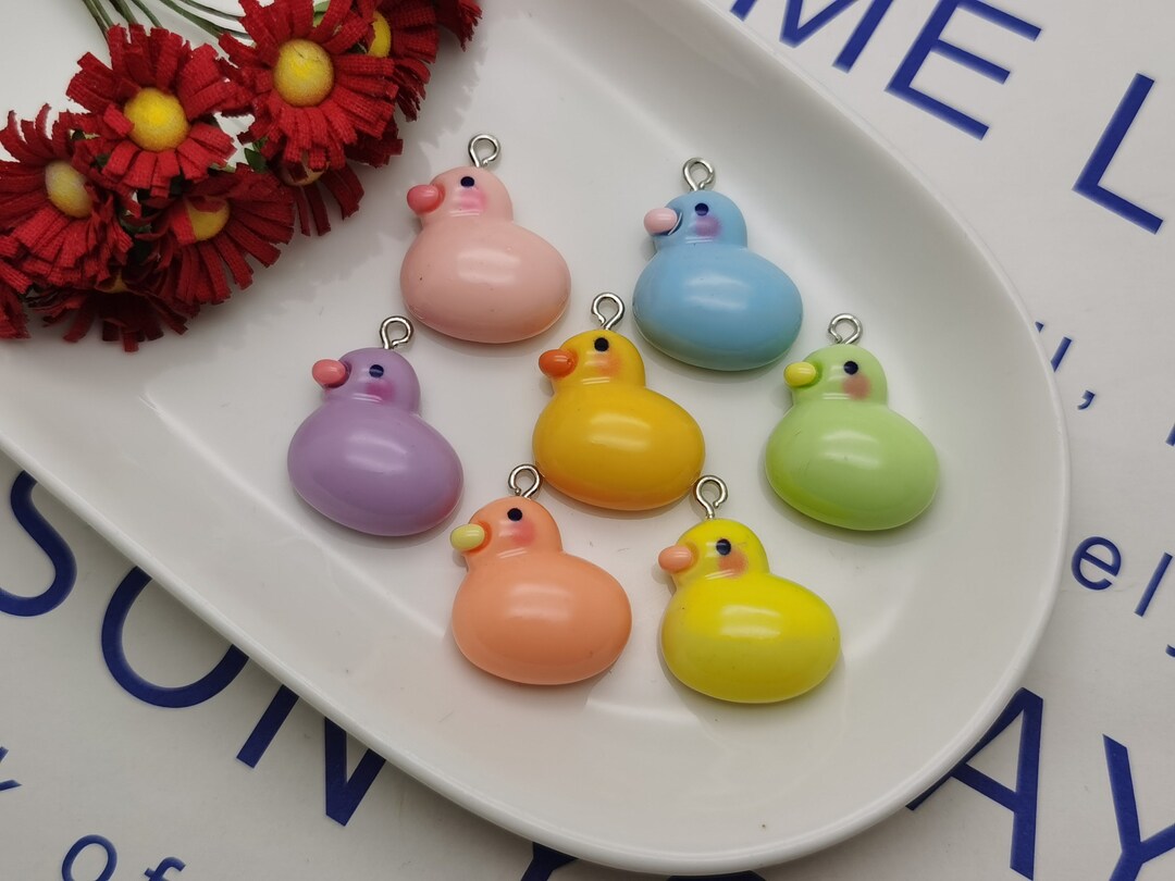6/20 Pieces Plastic Mix Color Duck Pendant Charm , Resin Handmade ...