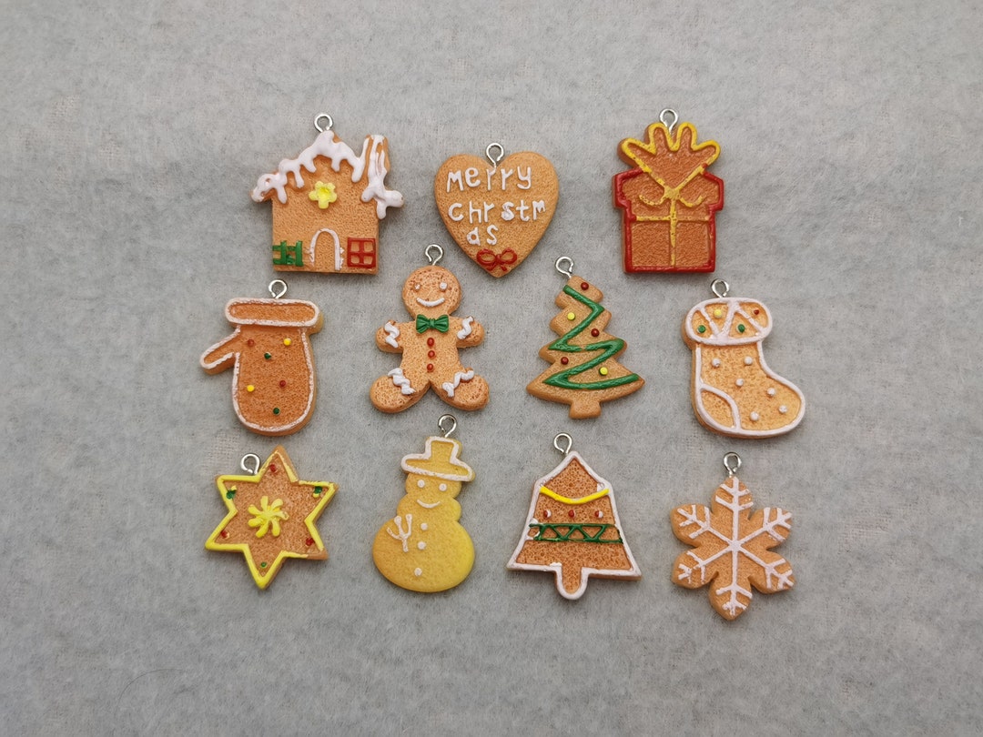 6/20 Piece Plastic Christmas Biscuit Cracker Pendant Charm , Resin ...