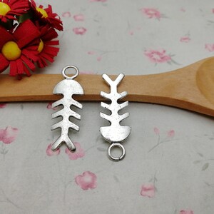 20/100 Pieces Metal Fishbone Fish Bone Pendant Necklace Earring ...