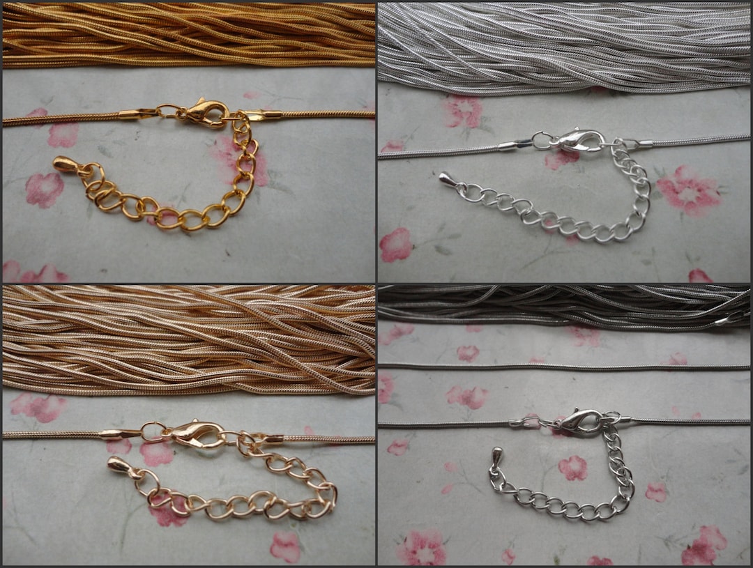 Metal Snake Chain Necklace With Lobster Clasp , 1.2 Mm Diameter 16-18 ...