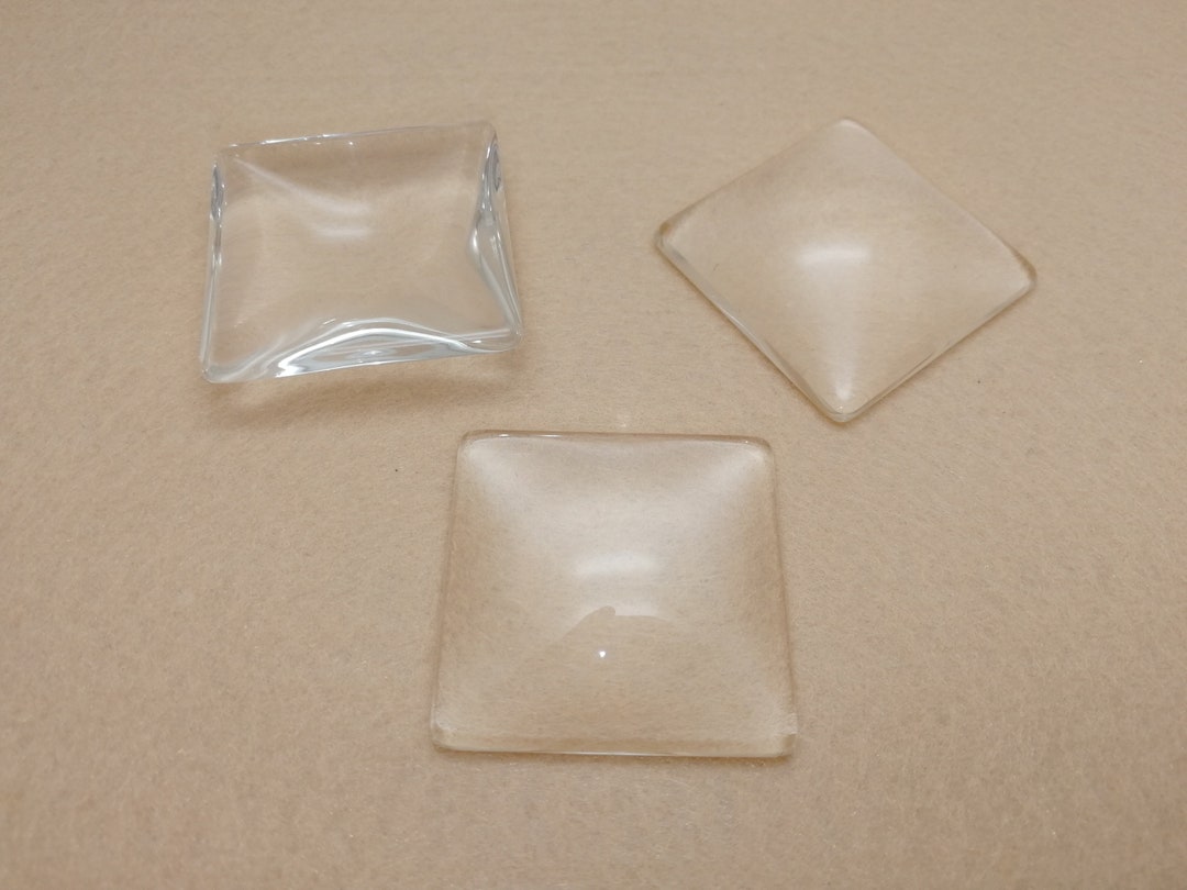 35mm Width Square Shape Clear Glass Cabochon Charm , Flat Back ...